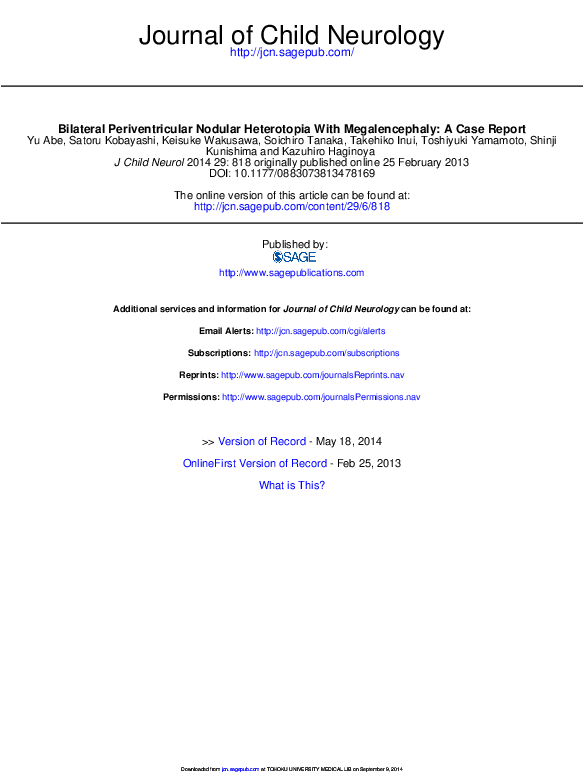 (PDF) Bilateral Periventricular Nodular Heterotopia with Amniotic Band ...