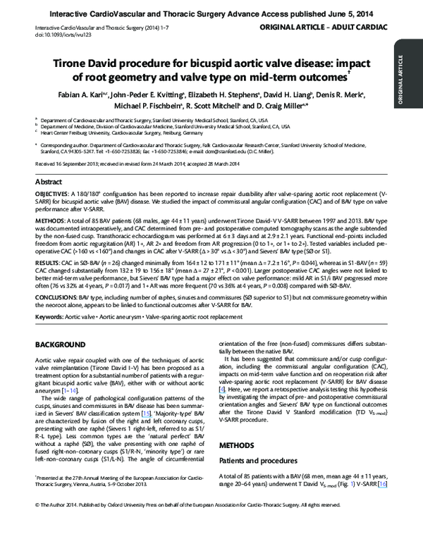 (PDF) Bicuspid aortic valve repair in the setting of severe aortic ...