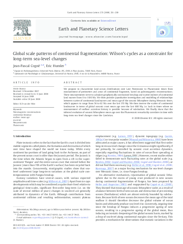 (PDF) Global scale patterns of continental fragmentation: Wilson's ...
