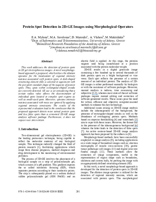 (PDF) Protein spot detection in 2D-GE images using morphological operators
