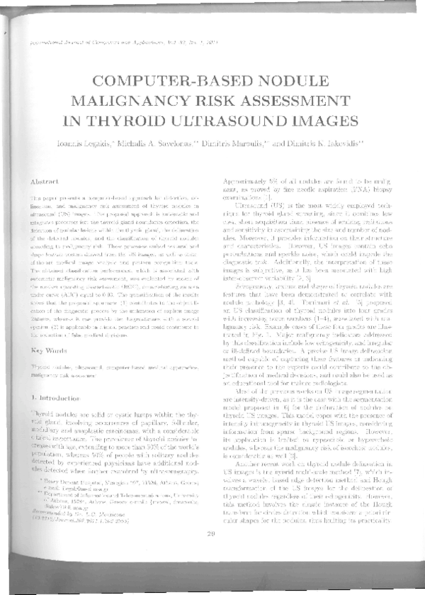 (PDF) Computer-based nodule malignancy risk assessment in thyroid ultrasound imageS