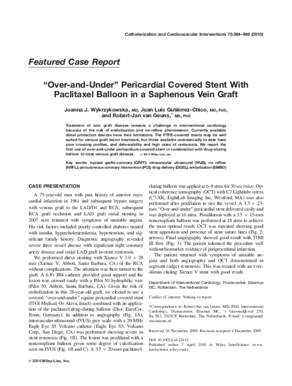 (PDF) “Over-and-under” pericardial covered stent with paclitaxel ...