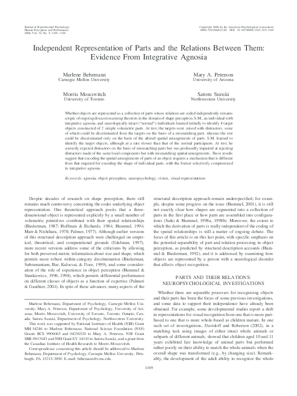 (PDF) Independent representation of parts and the relations between ...