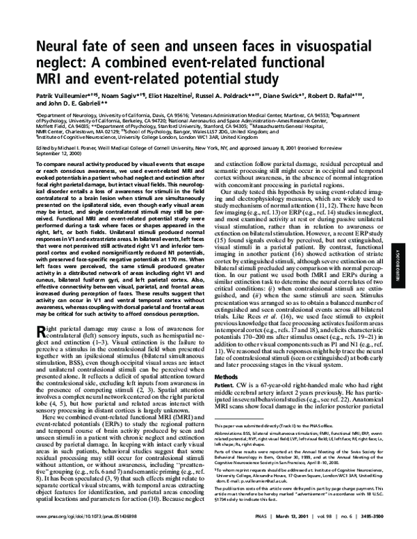 (PDF) Neural fate of seen and unseen faces in visuospatial neglect: A ...