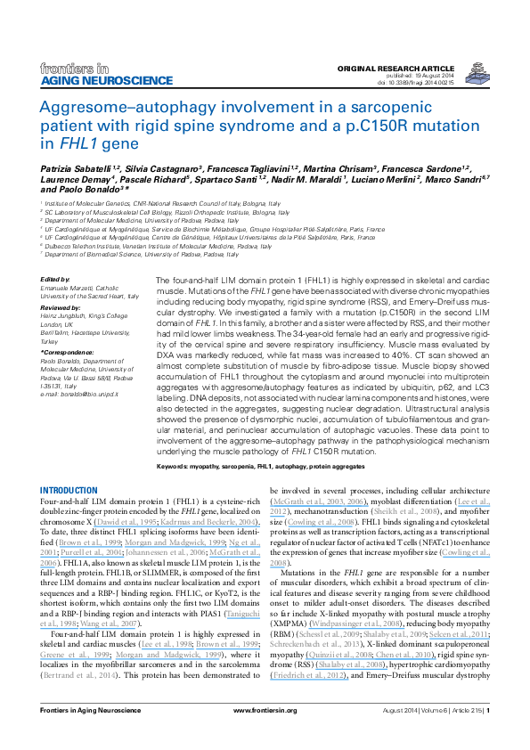 (PDF) Aggresome-Autophagy Involvement in a Sarcopenic Patient with ...