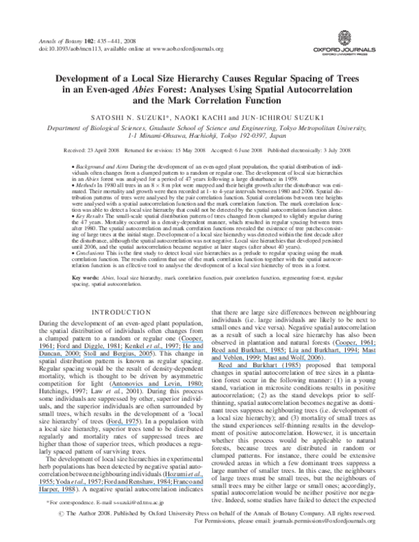 Pdf Local Size Hierarchy And Tree Spacing In Abies