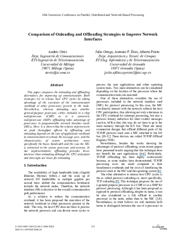 Pdf Comparison Of Onloading And Offloading Strategies To Improve