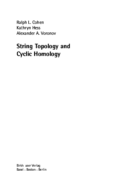 (PDF) String Topology and Cyclic Homology