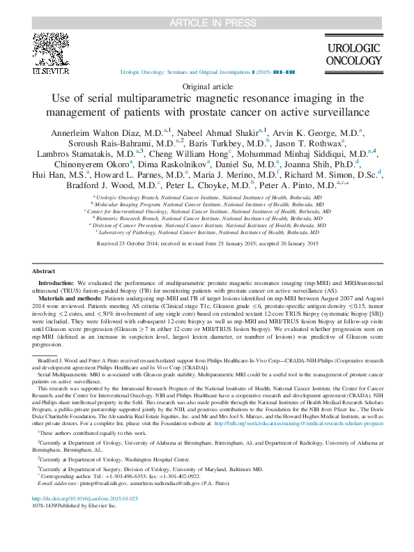 (PDF) Use of serial multiparametric magnetic resonance imaging in the ...
