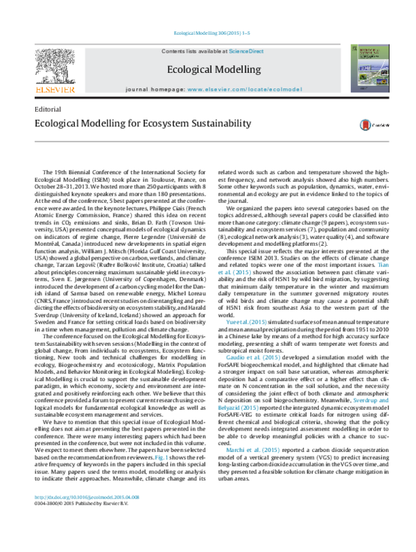 (PDF) Ecological Modelling for Ecosystem Sustainability