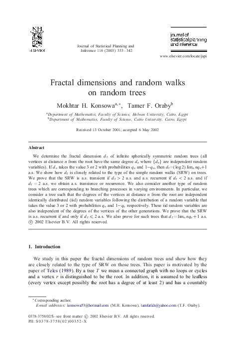 (PDF) Fractal dimensions and random walks on random trees