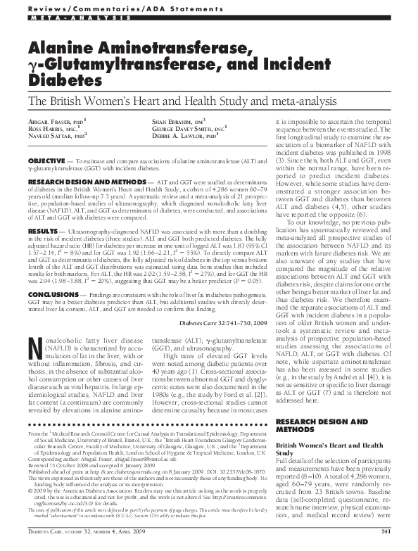 (PDF) Alanine aminotransferase, gamma-glutamyltransferase (GGT) and all ...