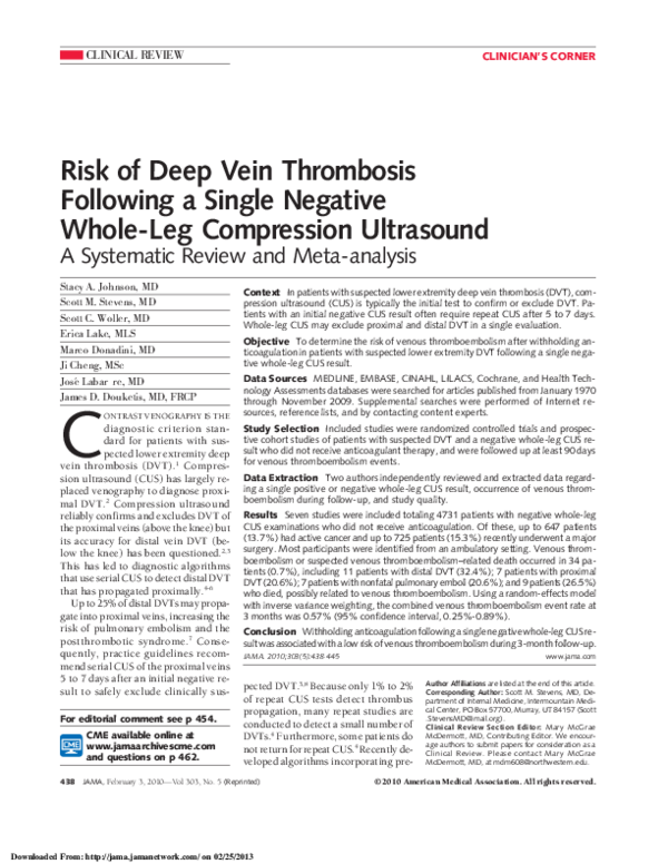 (PDF) Risk of Deep Vein Thrombosis Following a Single Negative Whole ...