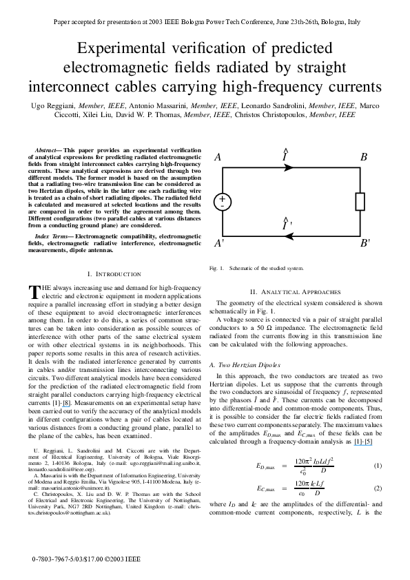 (PDF) Experimental verification of predicted electromagnetic fields radiated by straight ...