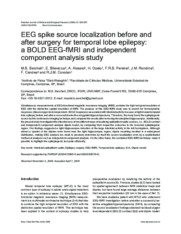 (PDF) EEG spike source localization before and after surgery for temporal lobe epilepsy: a BOLD ...