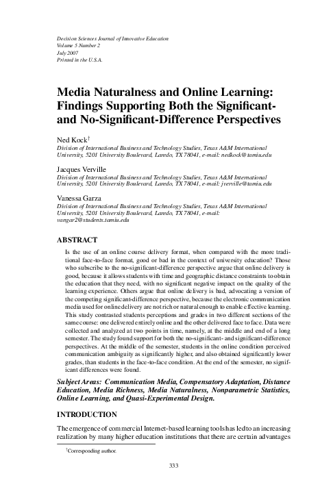 (PDF) Media Naturalness and Online Learning: Findings Supporting Both ...