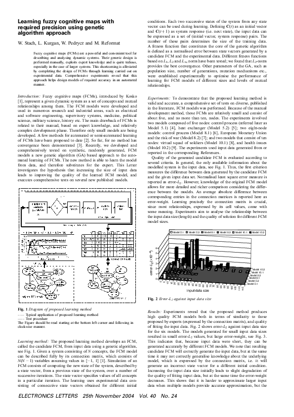 (PDF) Learning fuzzy cognitive maps with required precision using genetic algorithm approach
