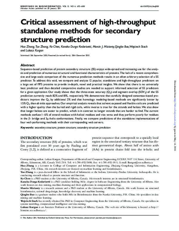(PDF) Critical assessment of high-throughput standalone methods for ...