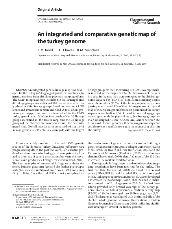 (PDF) An integrated and comparative genetic map of the turkey genome