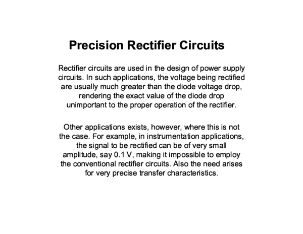 Pdf Precision Rectifier Circuits