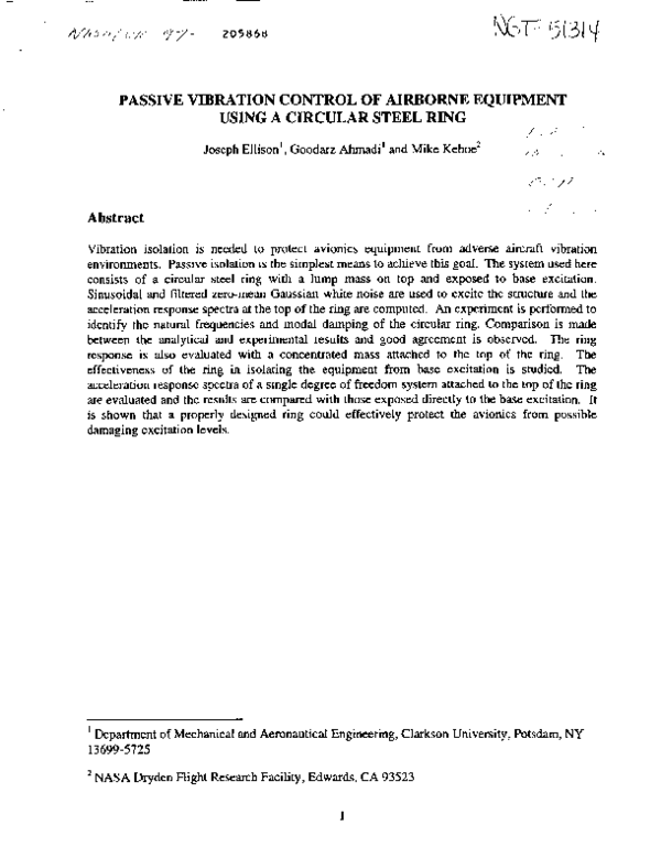 (PDF) PASSIVE VIBRATION CONTROL OF AIRBORNE EQUIPMENT USING A CIRCULAR STEEL RING