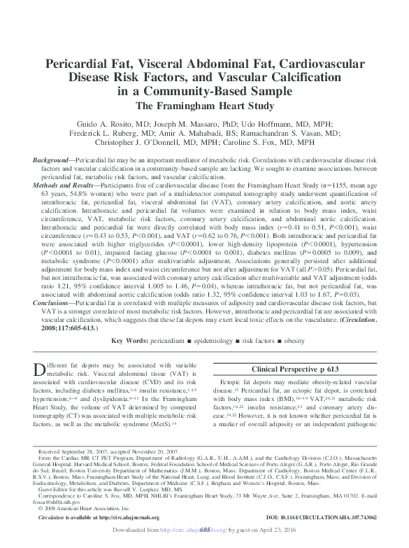 (PDF) Pericardial Fat, Visceral Abdominal Fat, Cardiovascular Disease ...