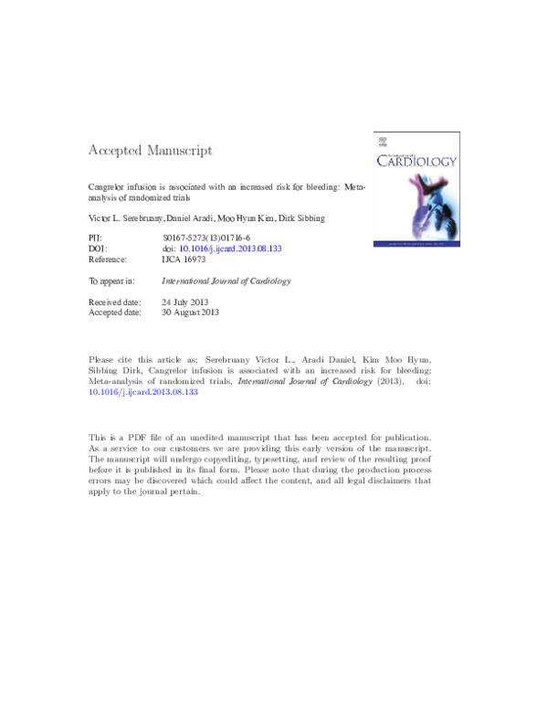 (PDF) Cangrelor infusion is associated with an increased risk for ...