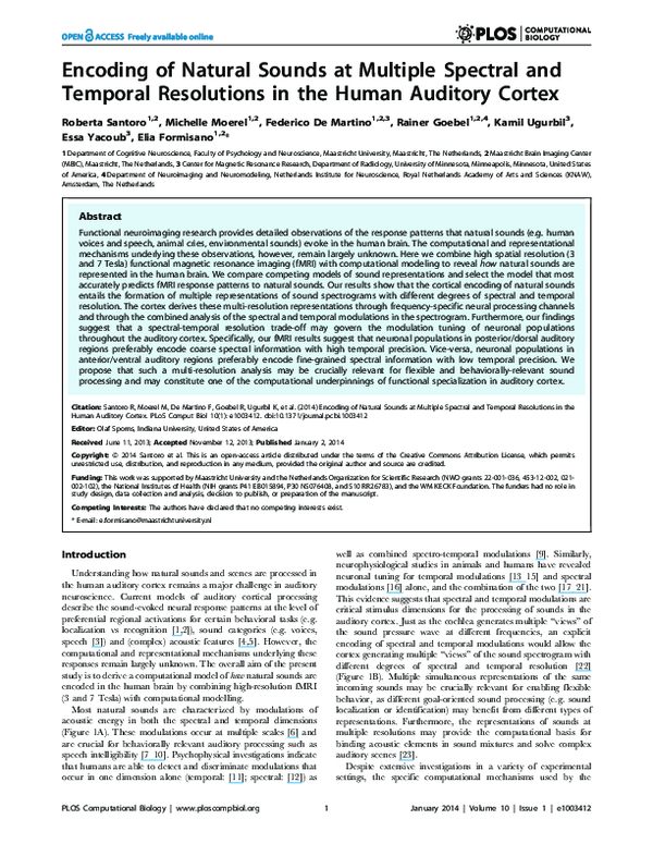 (PDF) Encoding of Natural Sounds at Multiple Spectral and Temporal Resolutions in the Human ...