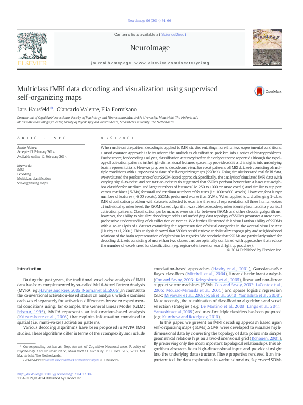 Pdf Multiclass Fmri Data Decoding And Visualization Using Supervised