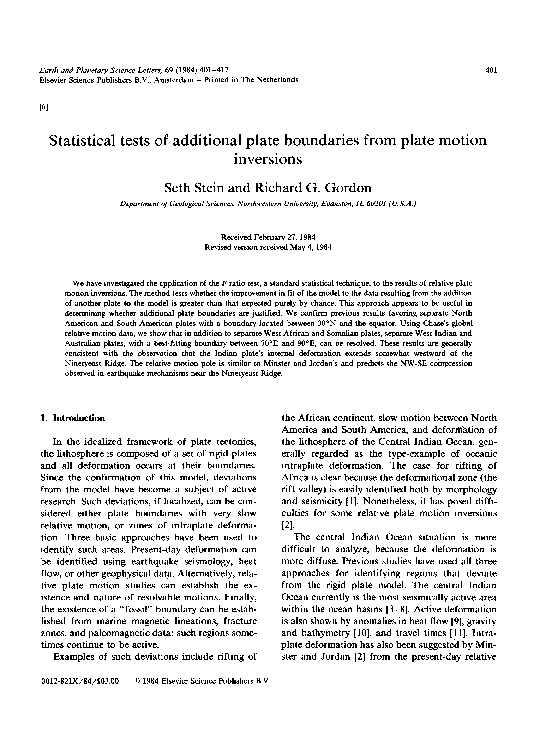 (PDF) Statistical tests of additional plate boundaries from plate ...