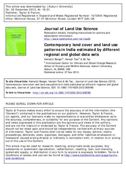 (PDF) Contemporary land cover and land use patterns in India estimated ...