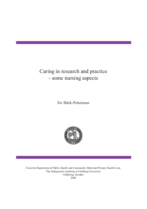 (PDF) Caring in research and practice-some nursing aspects