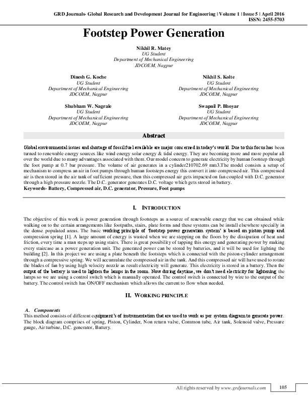 (PDF) Footstep Power Generation
