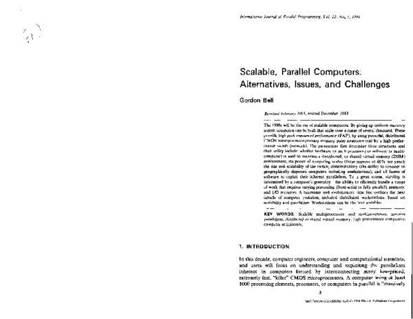 Pdf Scalable Parallel Computers Alternatives Issues And Challenges
