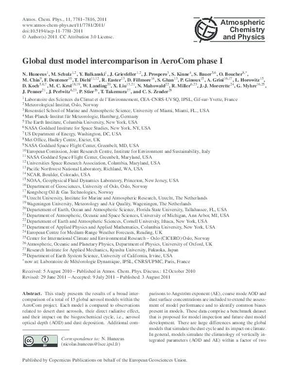 (PDF) Global dust model intercomparison in AeroCom phase I