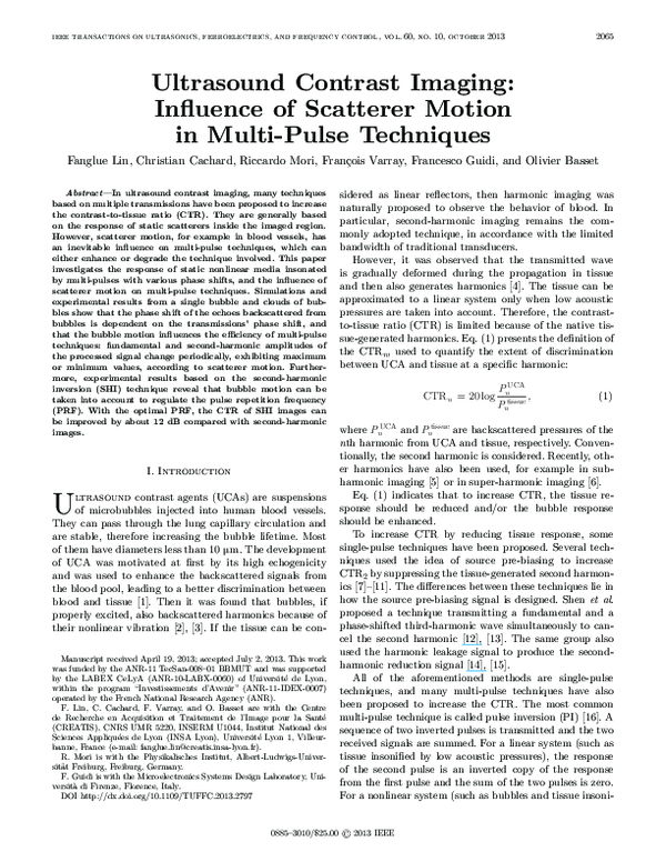 (PDF) Ultrasound contrast imaging: influence of scatterer motion in ...