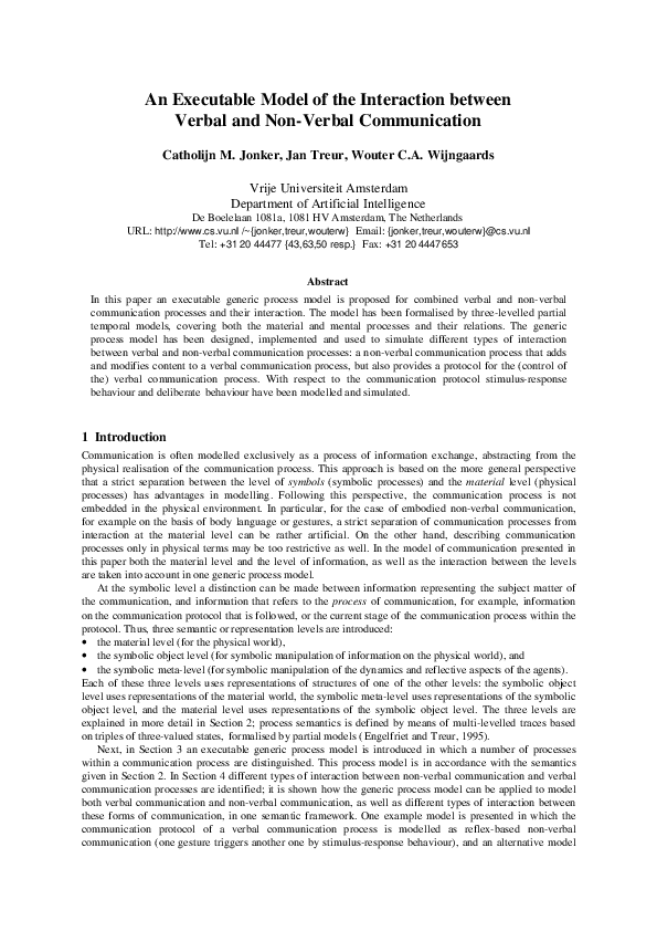 (PDF) An executable model of the interaction between verbal and non ...