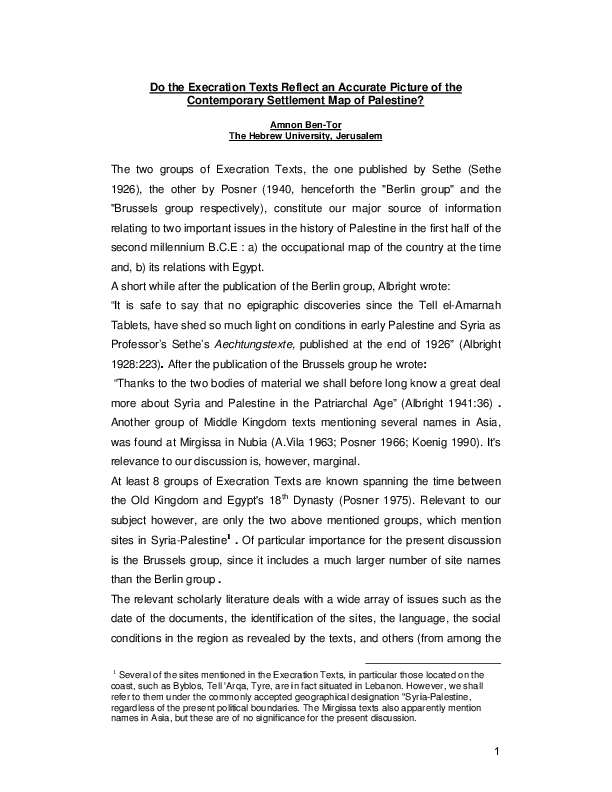 (PDF) Do the Execration Texts Reflect an Accurate Picture of the ...