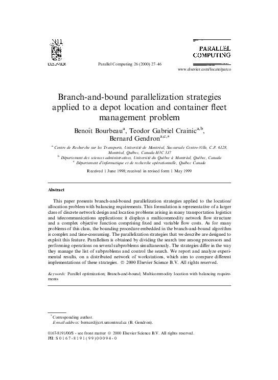 Pdf Branch And Bound Parallelization Strategies Applied To A Depot Location And Container