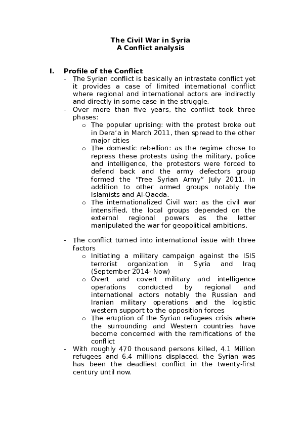(DOC) The Civil War in Syria: A Conflict analysis