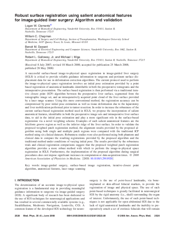 (PDF) Robust surface registration using salient anatomical features for image-guided liver ...