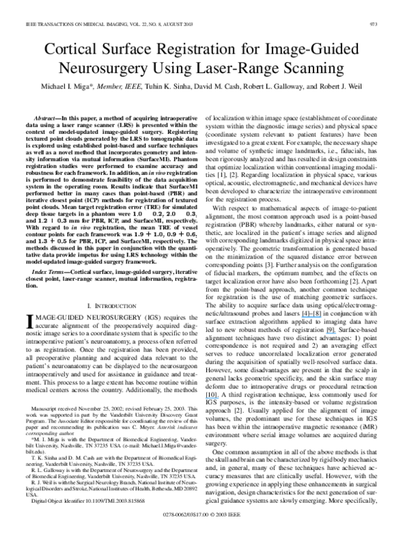 (PDF) Cortical surface registration for image-guided neurosurgery using laser-range scanning