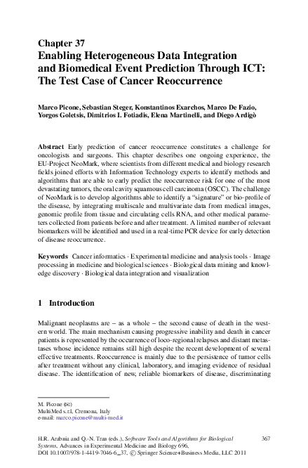 Pdf Enabling Heterogeneous Data Integration And Biomedical Event Prediction Through Ict The