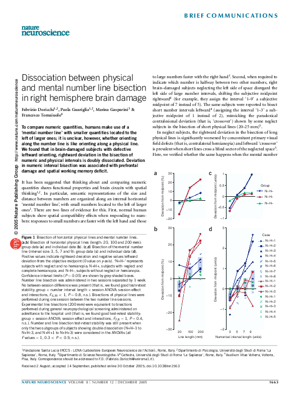 (PDF) Dissociation between physical and mental number line bisection in ...