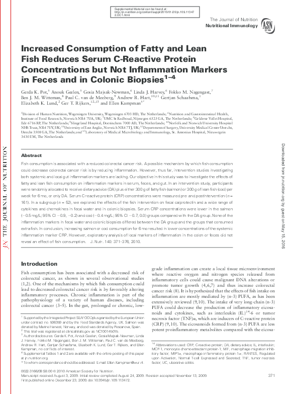 (PDF) Increased Consumption of Fatty and Lean Fish Reduces Serum C ...