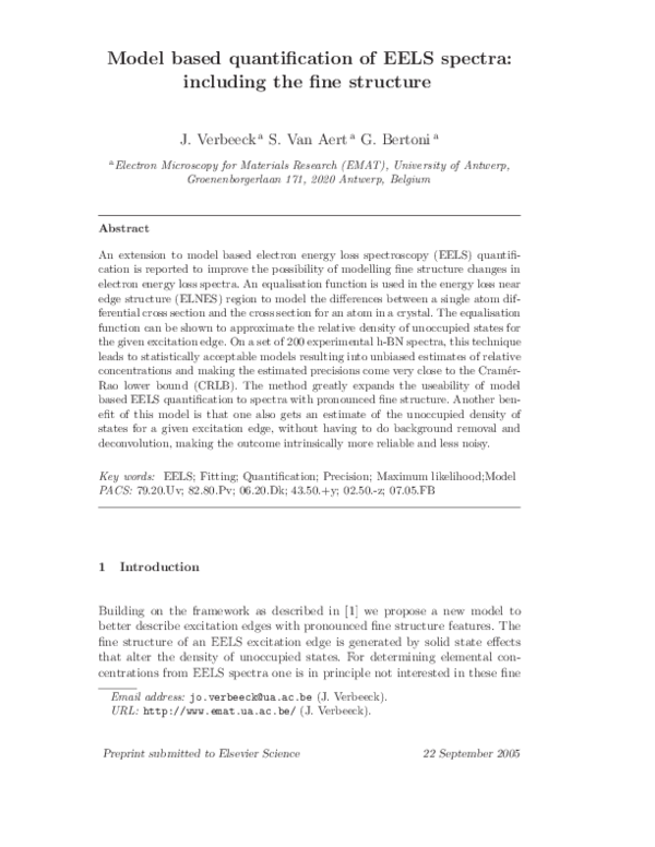 Pdf Model Based Quantification Of Eels Spectra Including The Fine Structure 8728