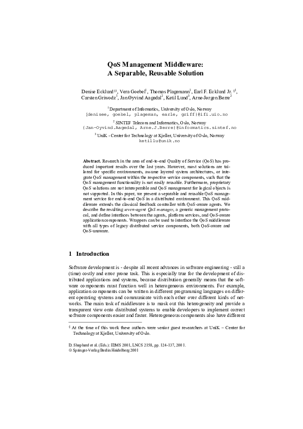 (PDF) QoS Management Middleware: A Separable, Reusable Solution