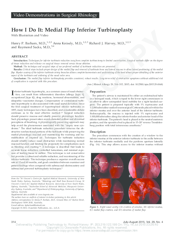 (PDF) How I Do It: Medial Flap Inferior Turbinoplasty