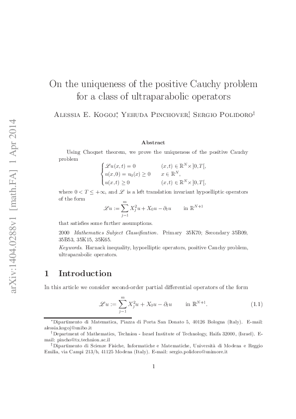 (PDF) Uniqueness of Positive Cauchy Problems