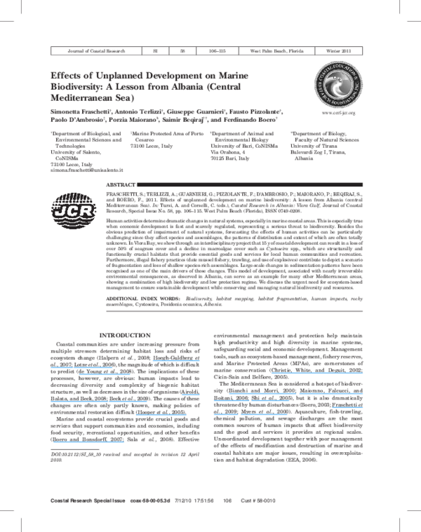 (PDF) Effects of Unplanned Development on Marine Biodiversity: A Lesson ...